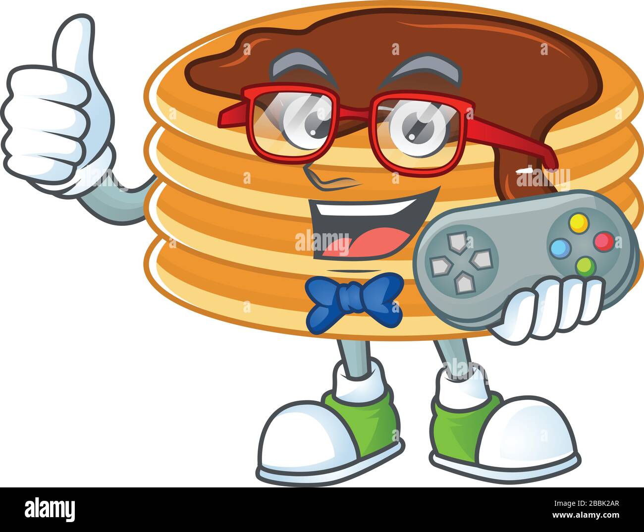 Chocolate cream pancake talented gamer mascot design play game with ...
