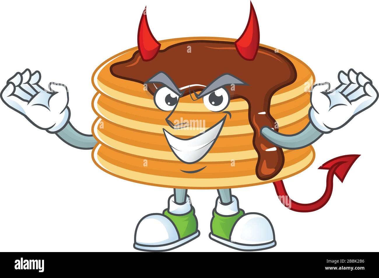 A picture of devil chocolate cream pancake cartoon character design ...