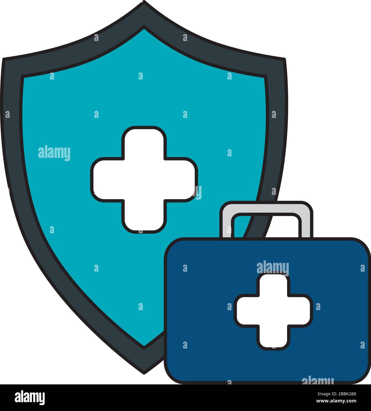 first aid kit with shield isolated icon Stock Vector Image & Art - Alamy