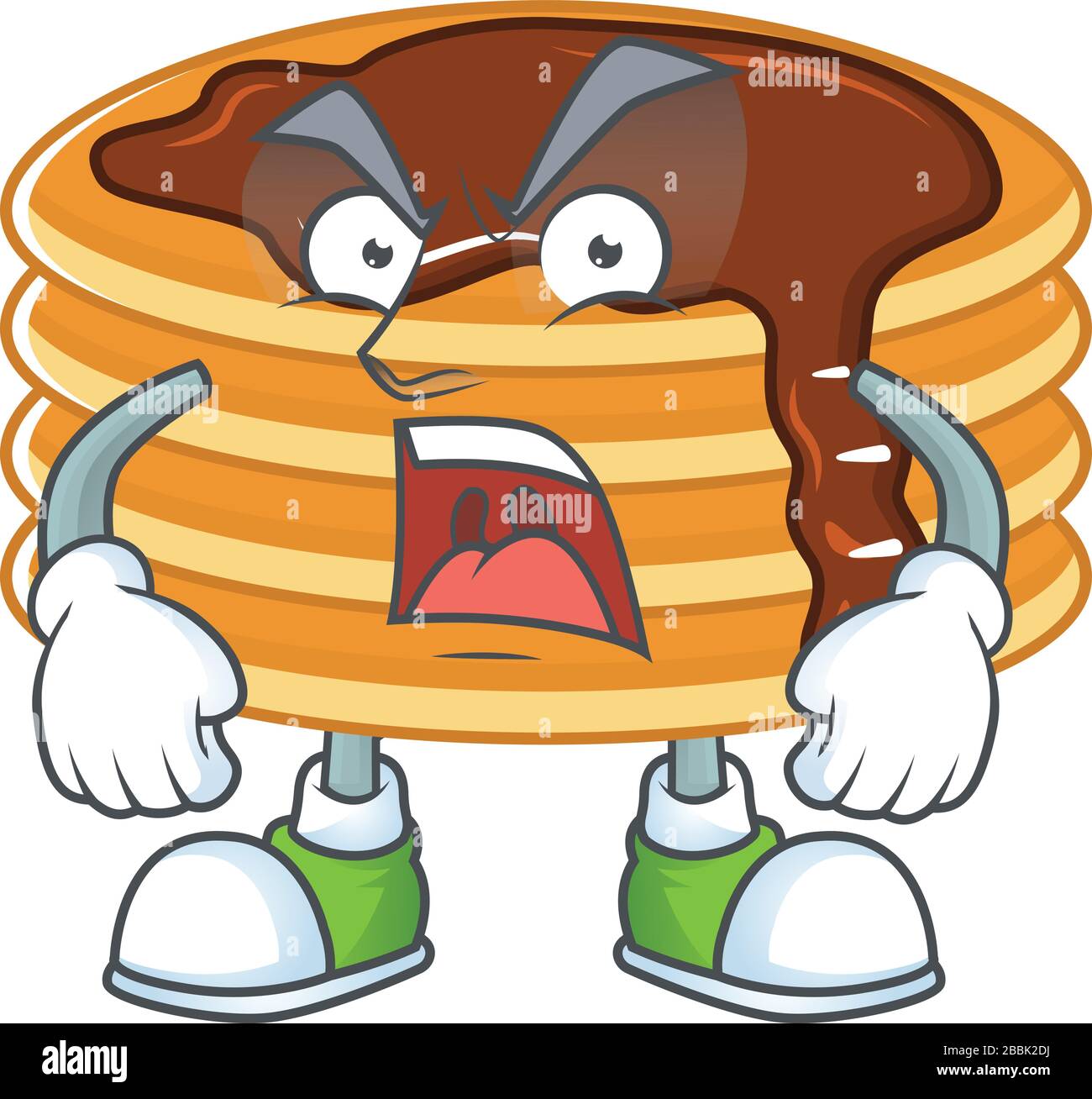 Chocolate cream pancake cartoon character design with mad face Stock ...