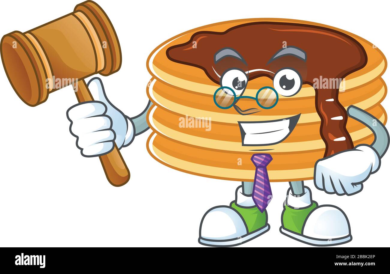 Charismatic Judge chocolate cream pancake cartoon character design with ...