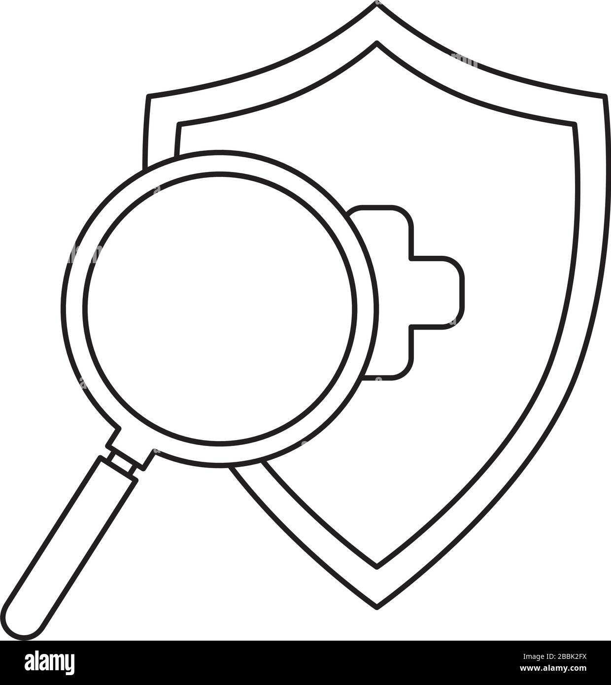 magnifying glass with shield isolated icon Stock Vector Image & Art - Alamy