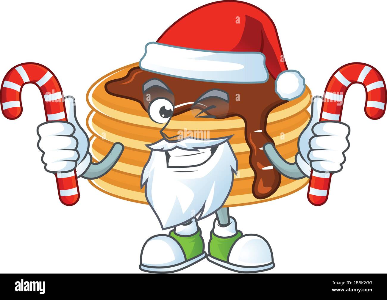 Chocolate cream pancake humble Santa Cartoon character having candies ...