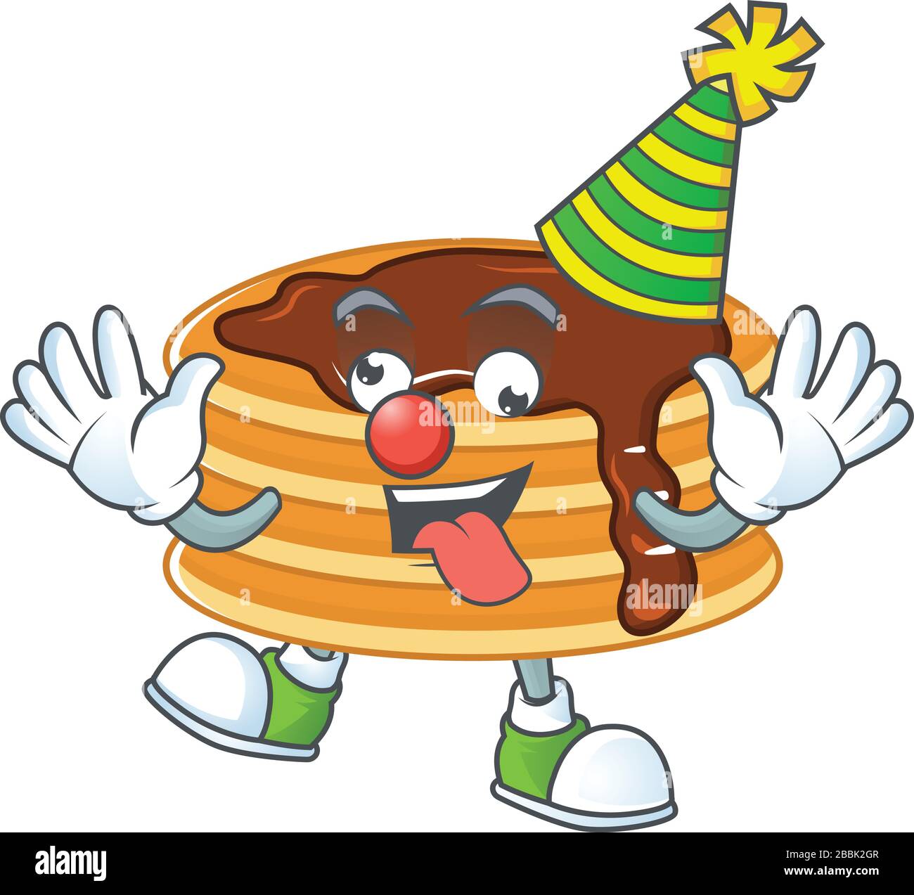 Amusing Clown chocolate cream pancake cartoon character mascot style ...