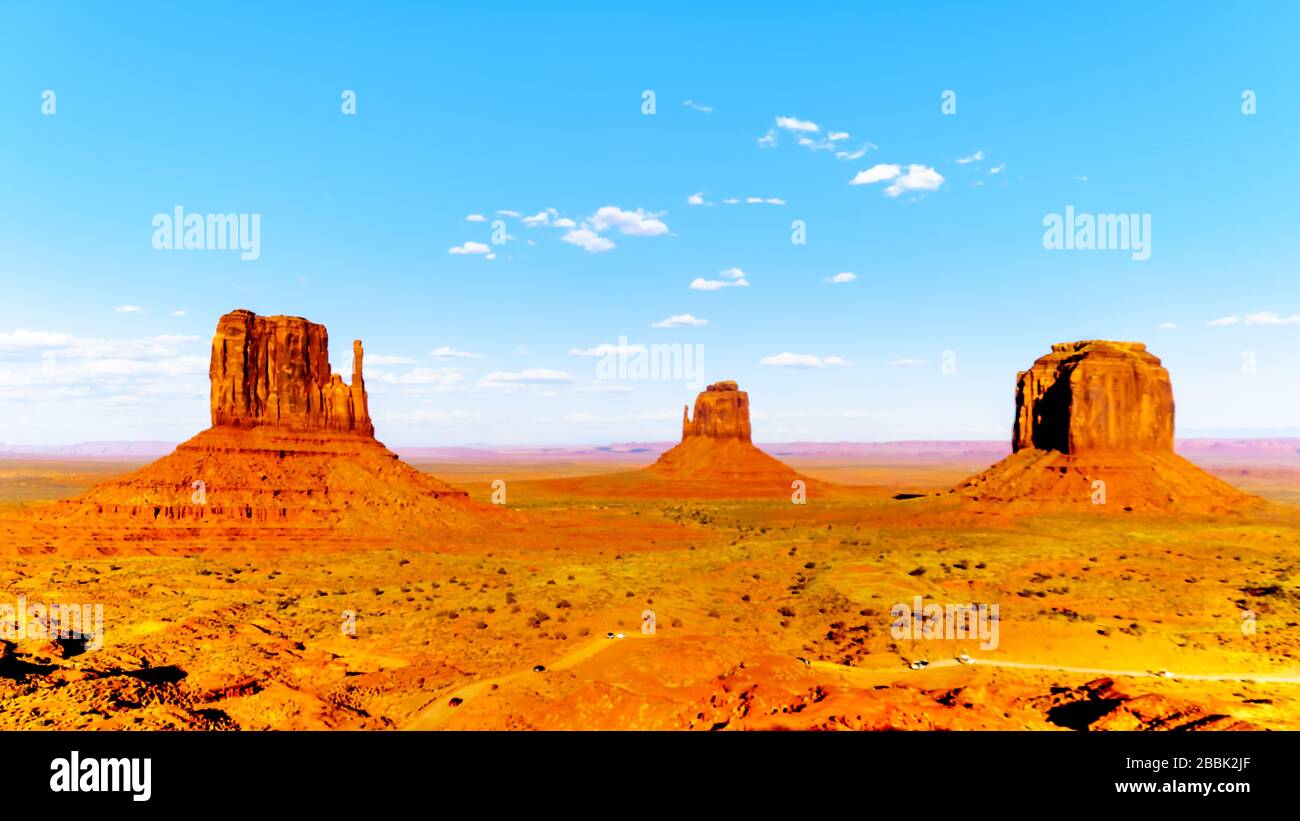 The sandstone formations of East and West Mitten Buttes and Merrick ...