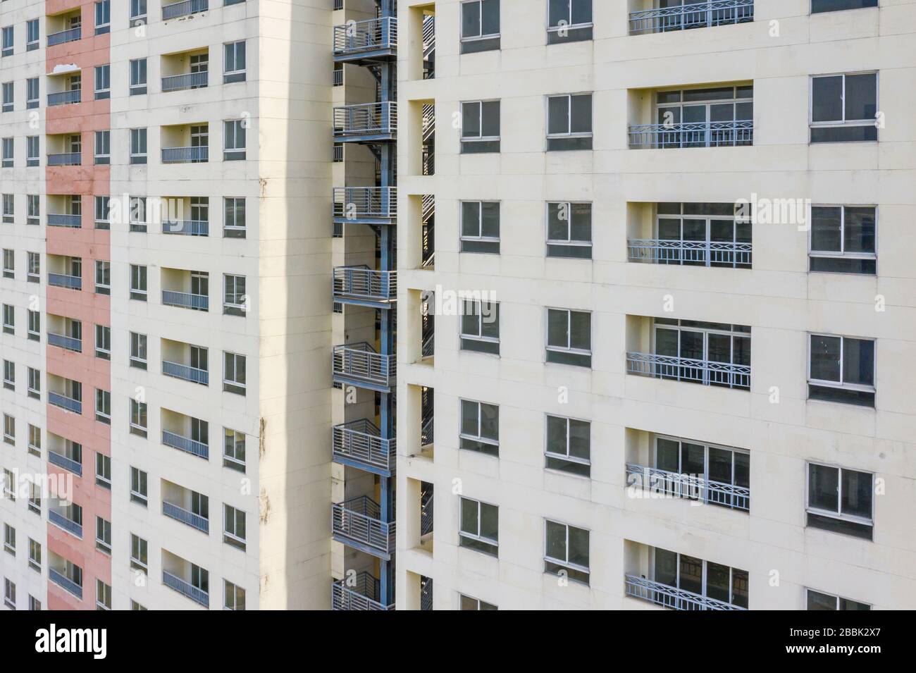 Typical social housing apartment windows and balcony construction Stock ...