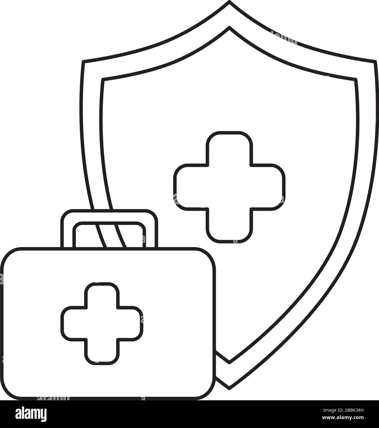 first aid kit with shield isolated icon Stock Vector Image & Art - Alamy
