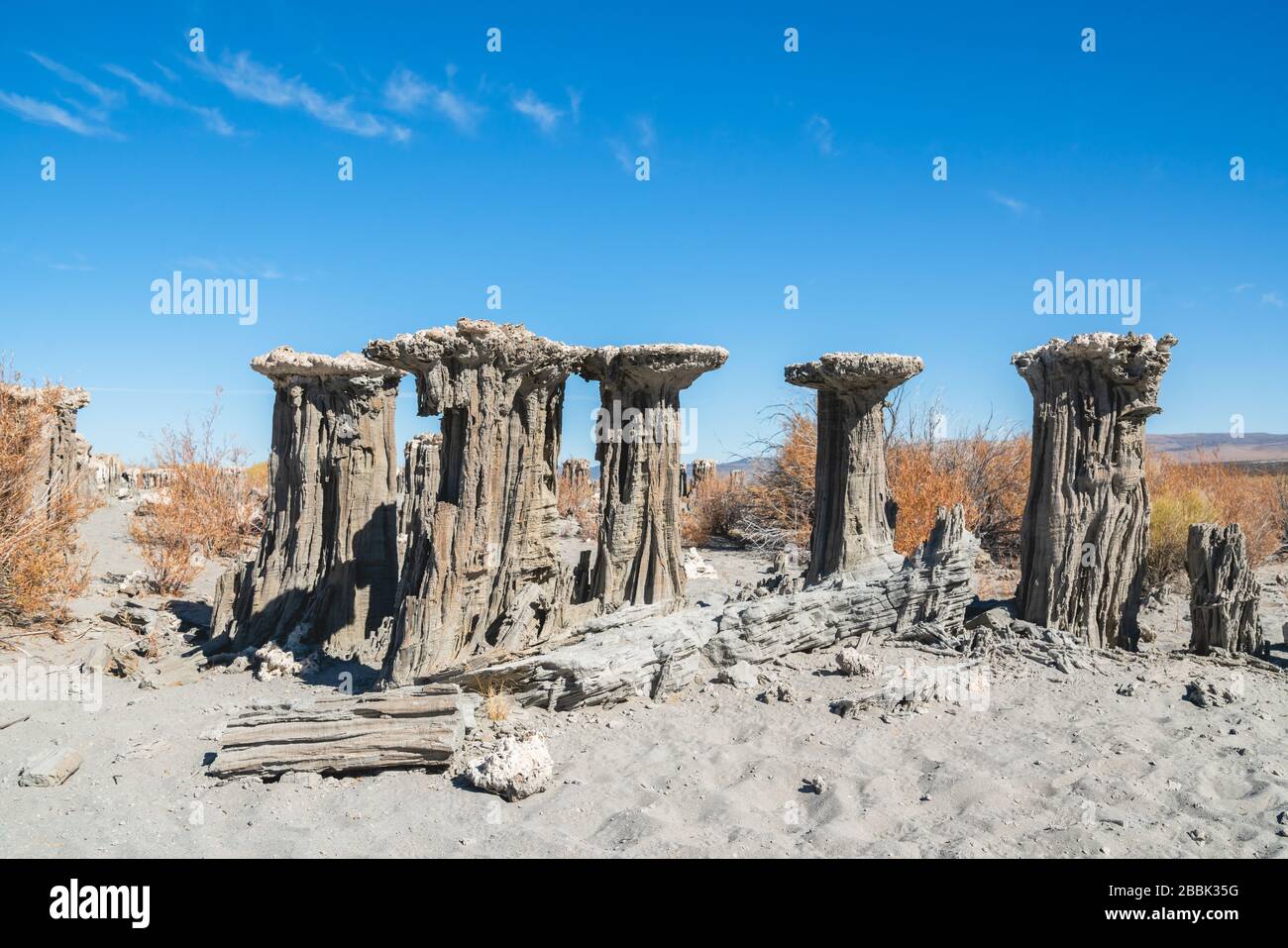 Sand Tufa towers, formed when spring water percolated upward through ...