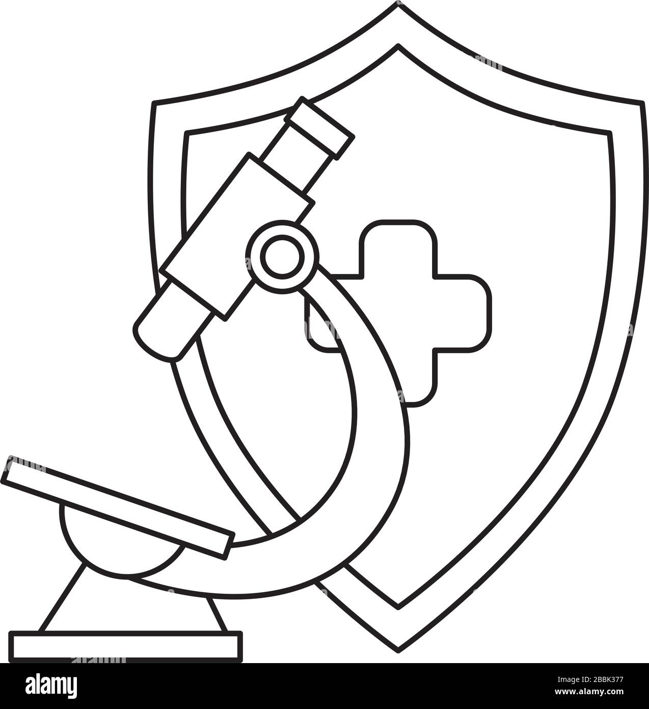 microscope with shield isolated icon Stock Vector Image & Art - Alamy