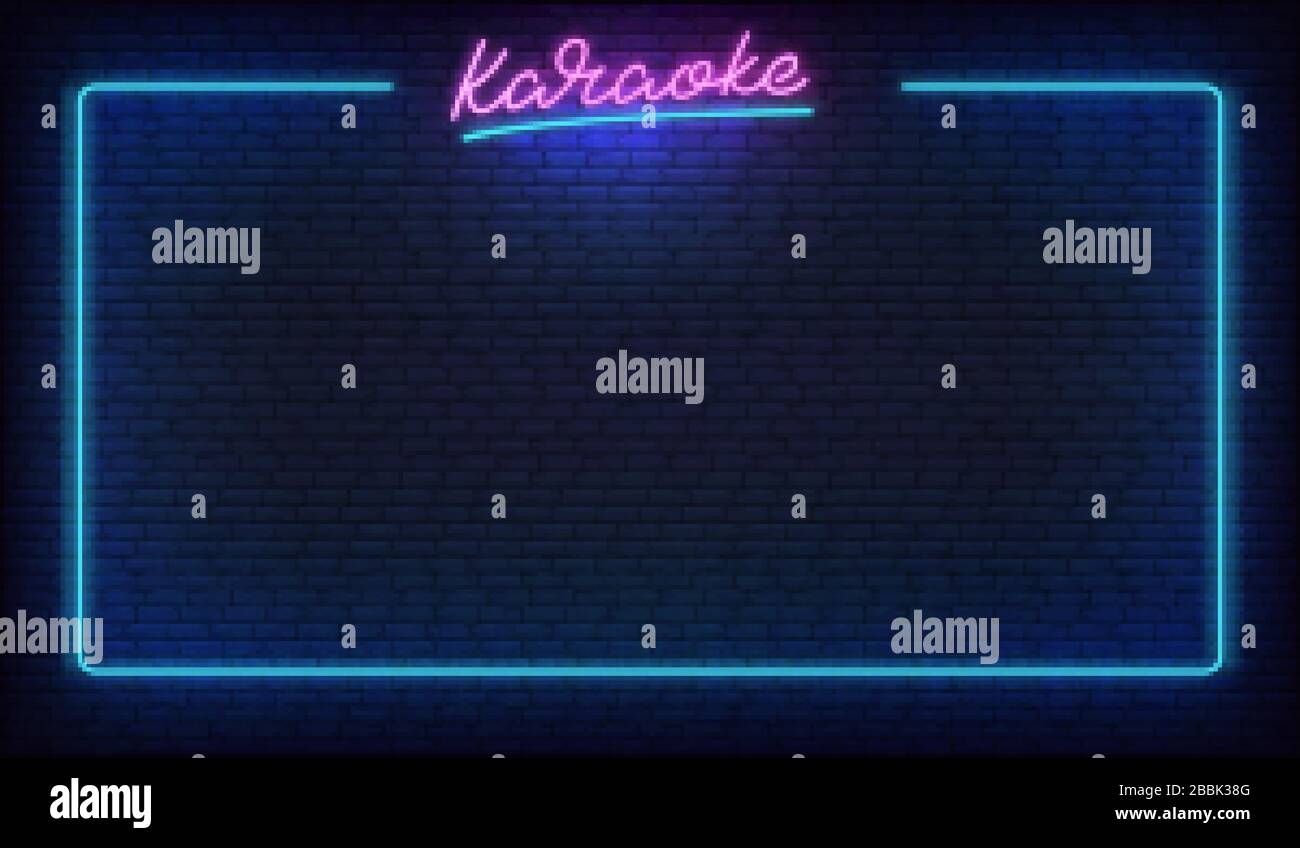 Karaoke. Neon template with glowing border and lettering Karaoke Stock ...