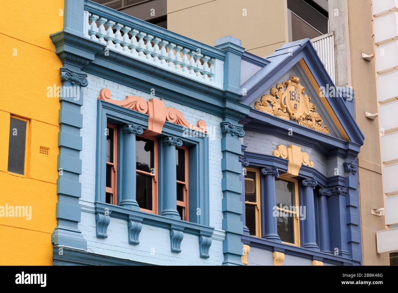 Historic buildings on Collins Street, Hobart, Tasmania Island ...
