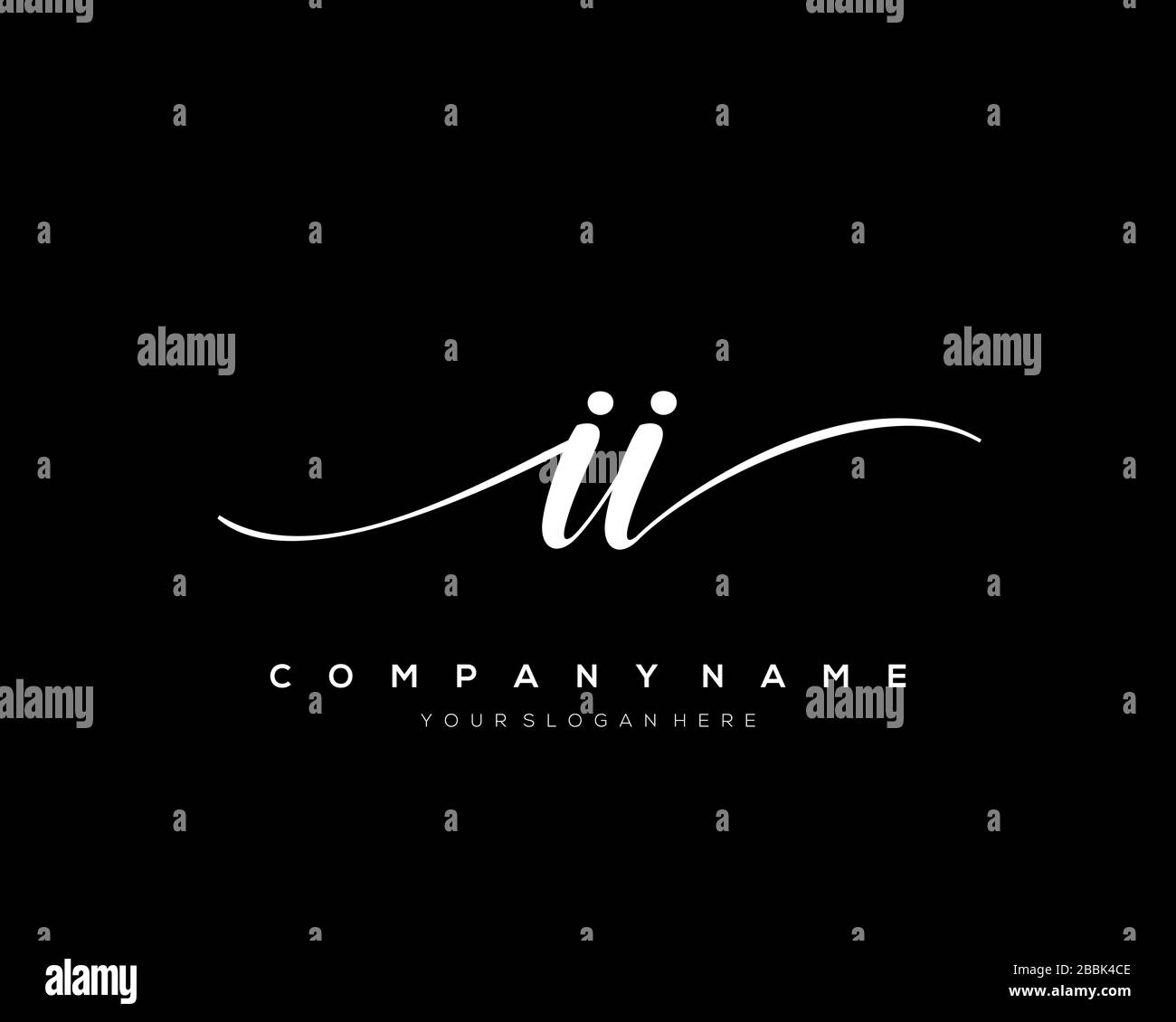 II Initial Letter handwriting logo hand drawn template vector, logo for ...