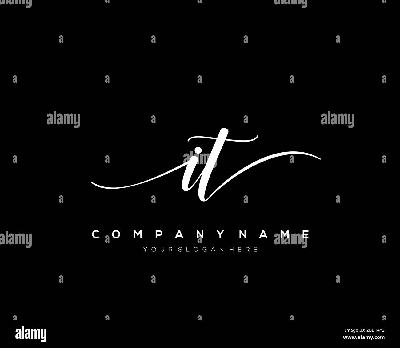 IT Initial Letter handwriting logo hand drawn template vector, logo for ...