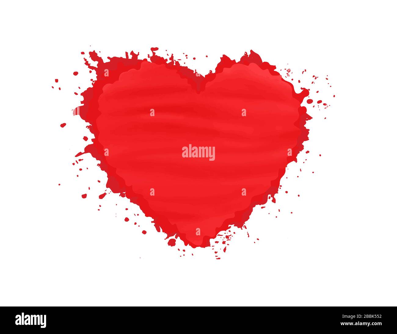 Abstract red heart watercolor paint isolated on white background ...