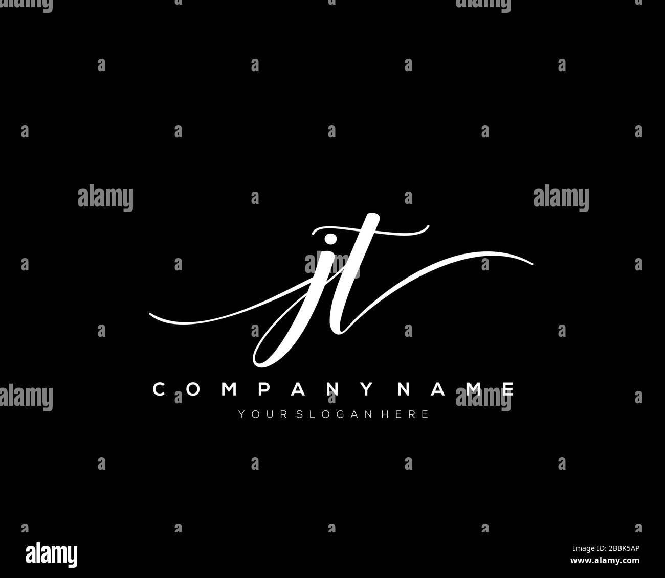JT Initial Letter handwriting logo hand drawn template vector, logo for ...