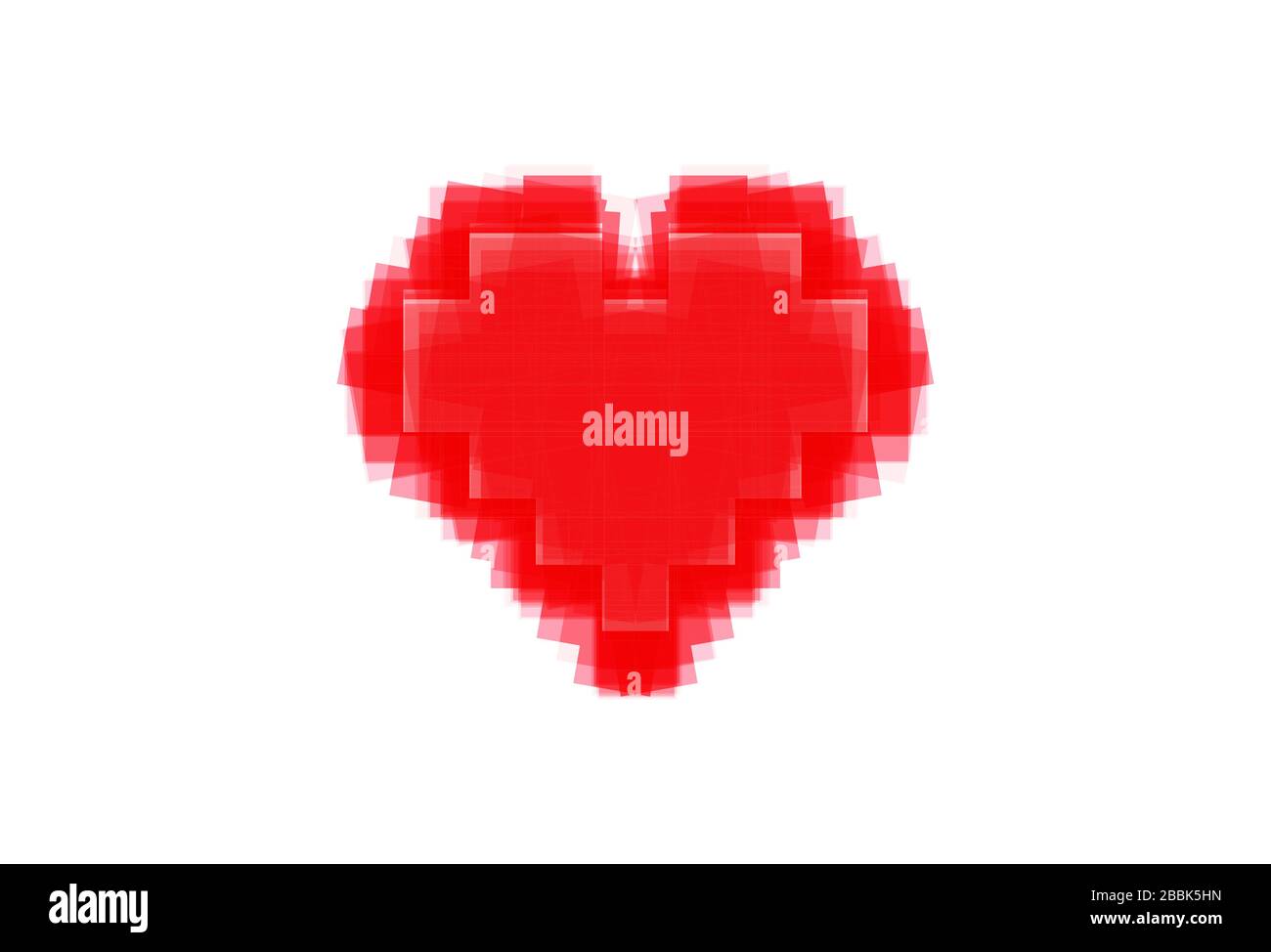 Bright Red Heart on white background. Beautiful Seamless vector pixel ...