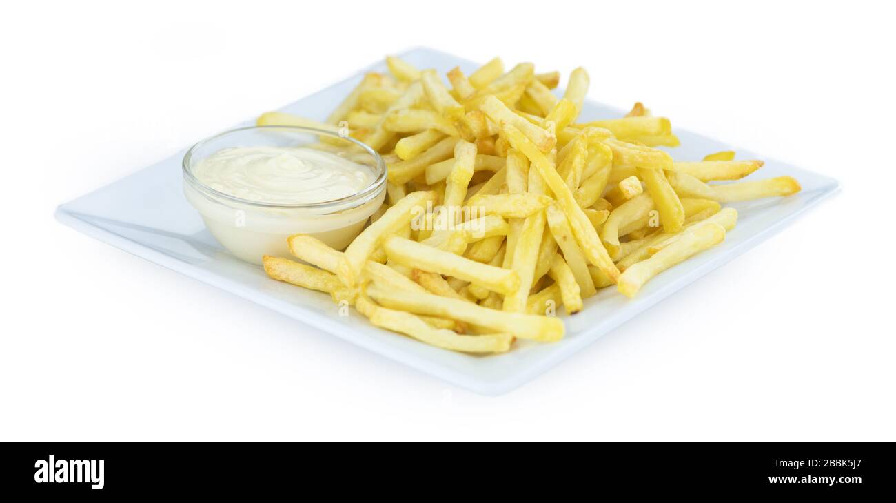 Homemade crispy French Fries isolated on white background (close-up ...
