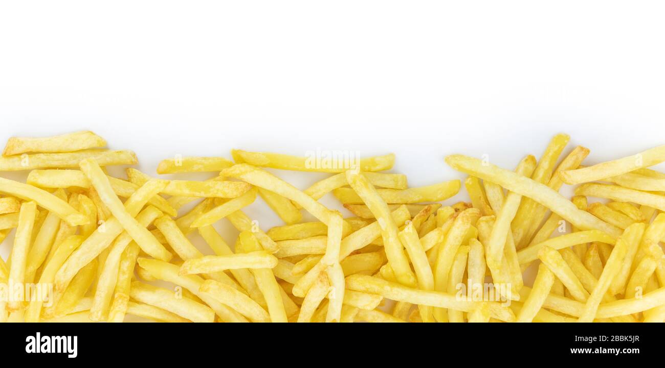 Homemade crispy French Fries isolated on white background (close-up ...