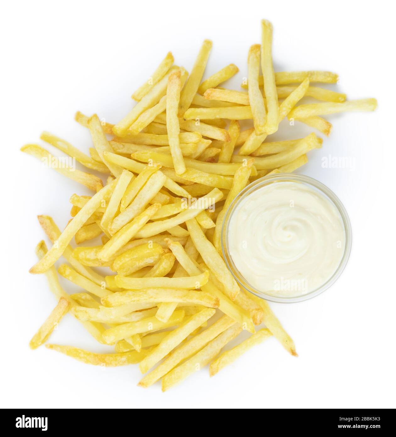 Portion of French Fries isolated on white background (close-up shot ...