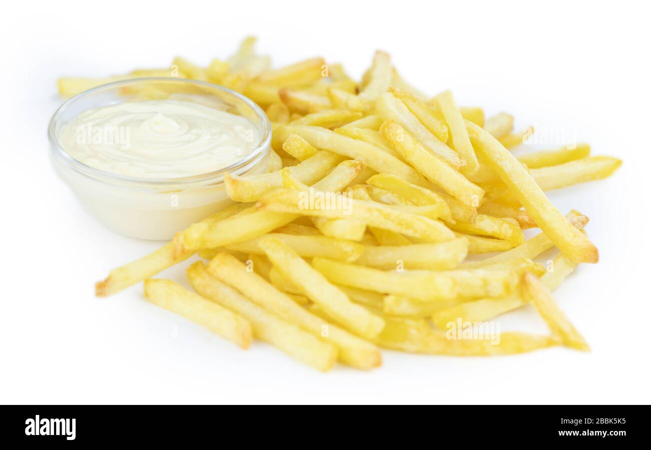 Homemade crispy French Fries isolated on white background (close-up ...