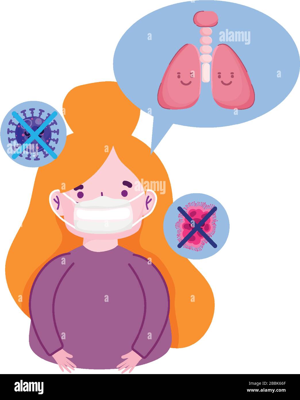 covid 19 coronavirus pandemic, girl wearing prevent mask vector ...