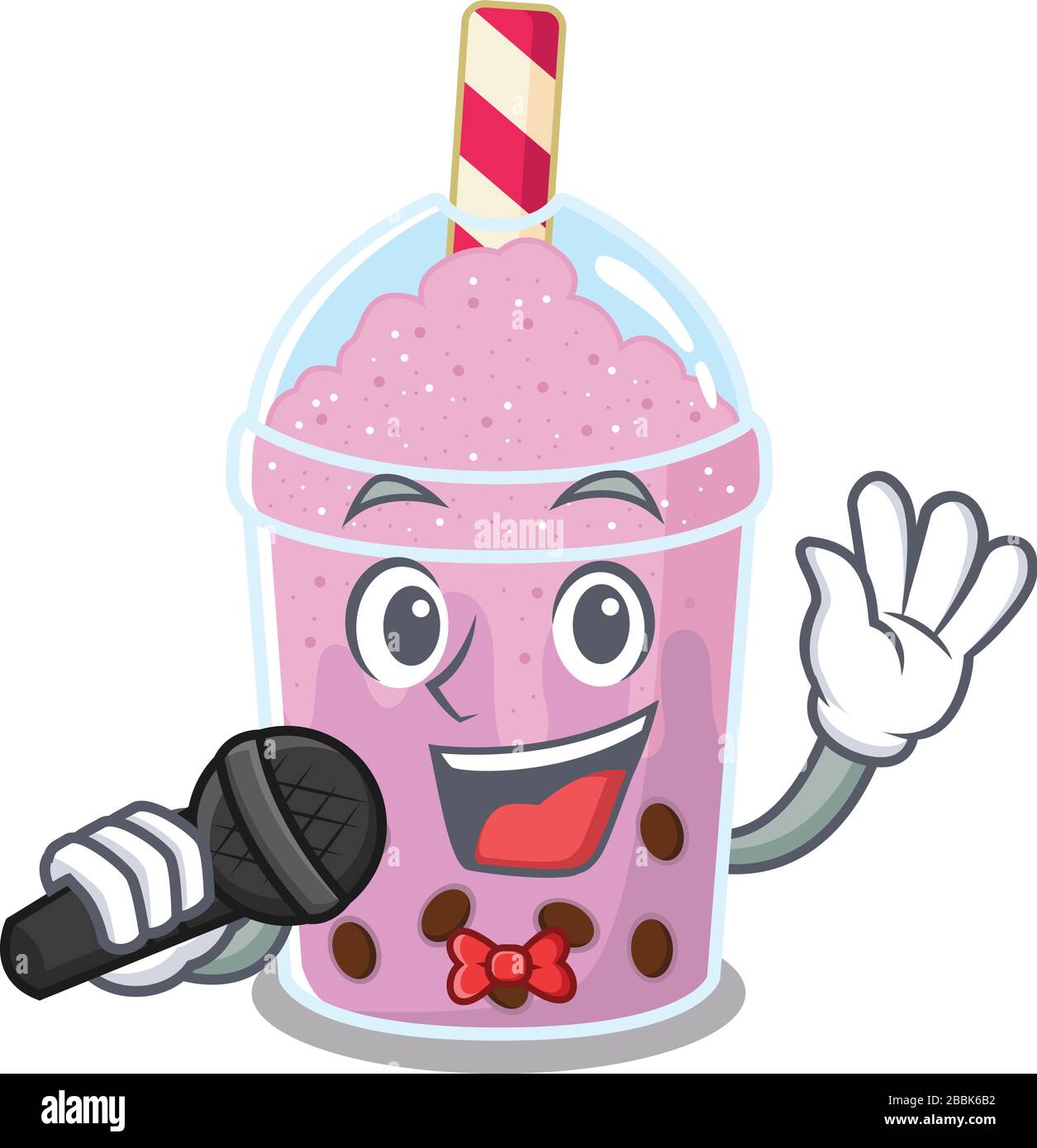 Talented singer of taro bubble tea cartoon character holding a ...