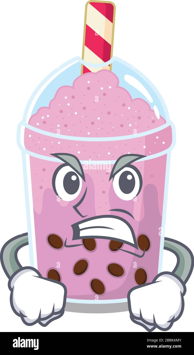Mascot design concept of taro bubble tea with angry face Stock Vector ...