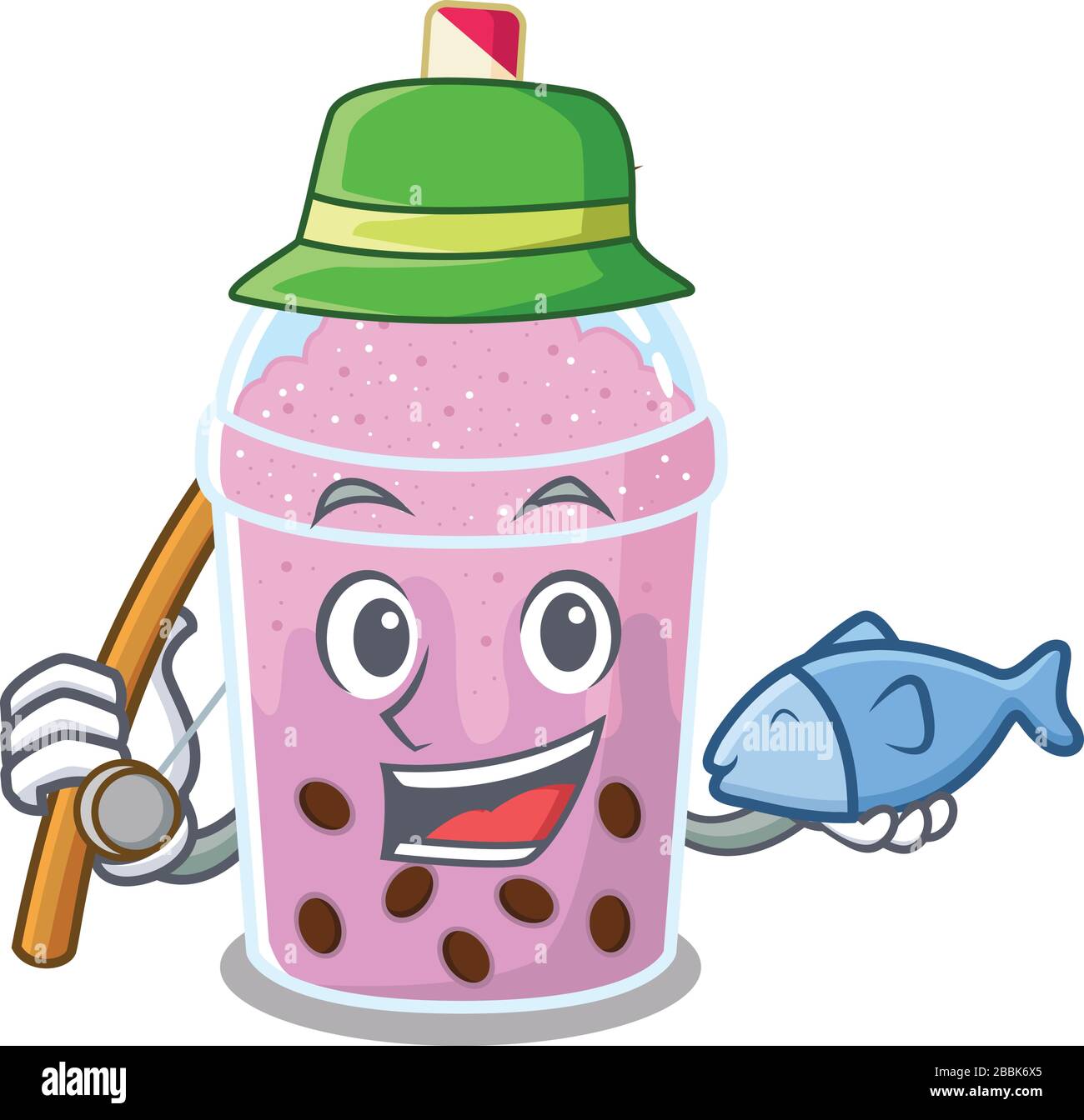 Cartoon design concept of taro bubble tea while fishing Stock Vector ...