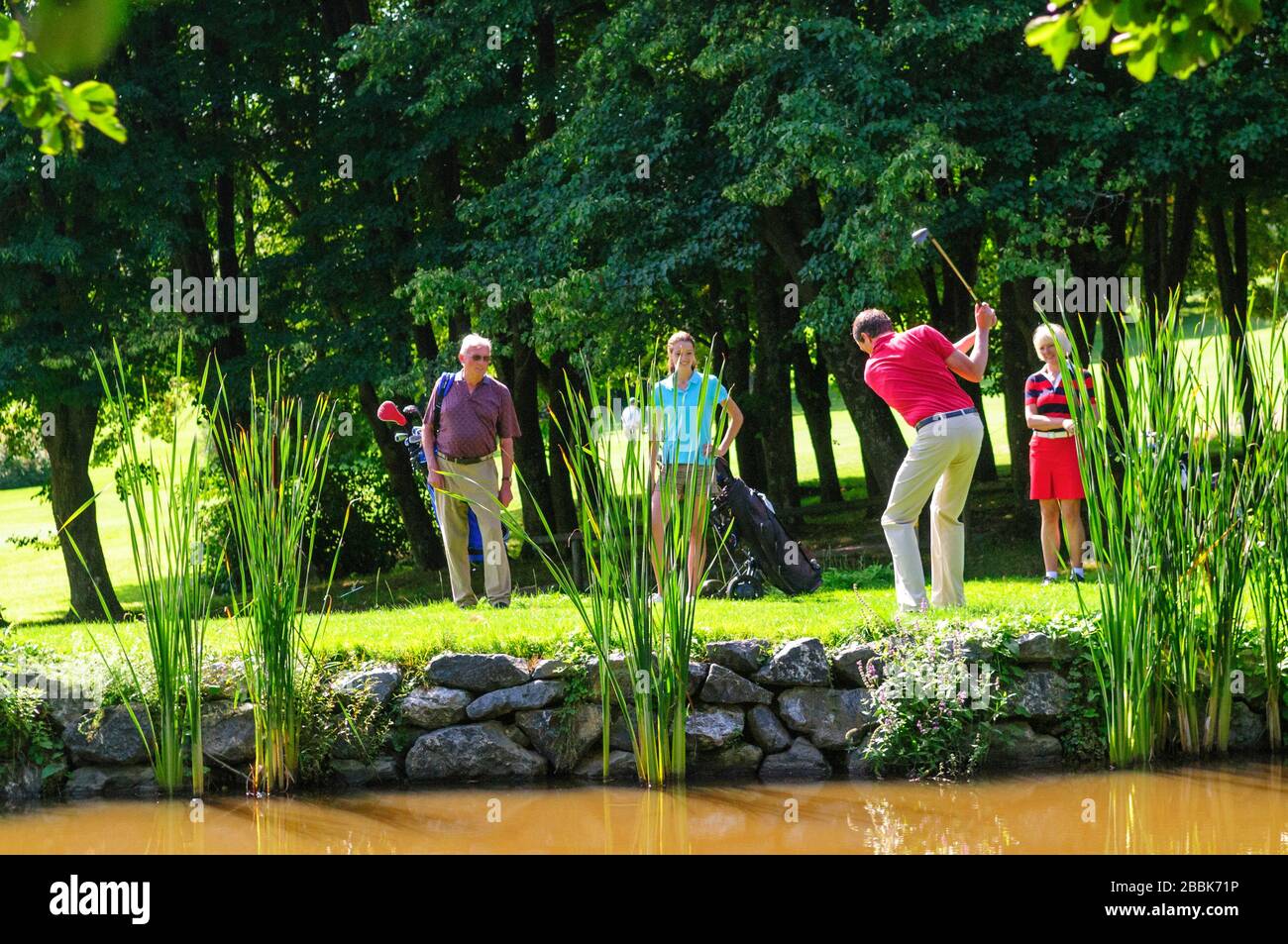 A group of golfers playing on fairway Stock Photo - Alamy