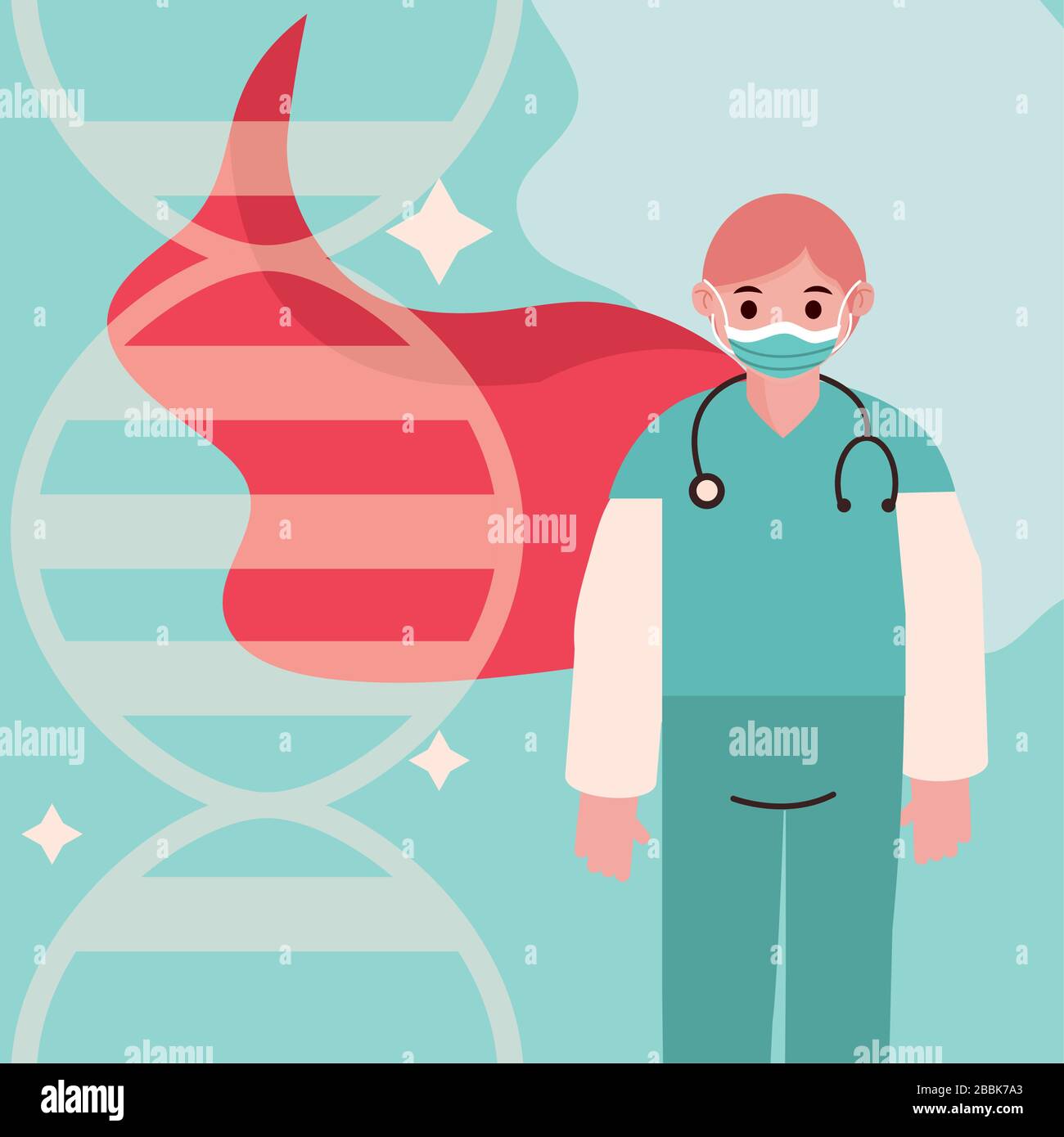 doctor hero, surgery doctor uniform medical mask and cape vector ...