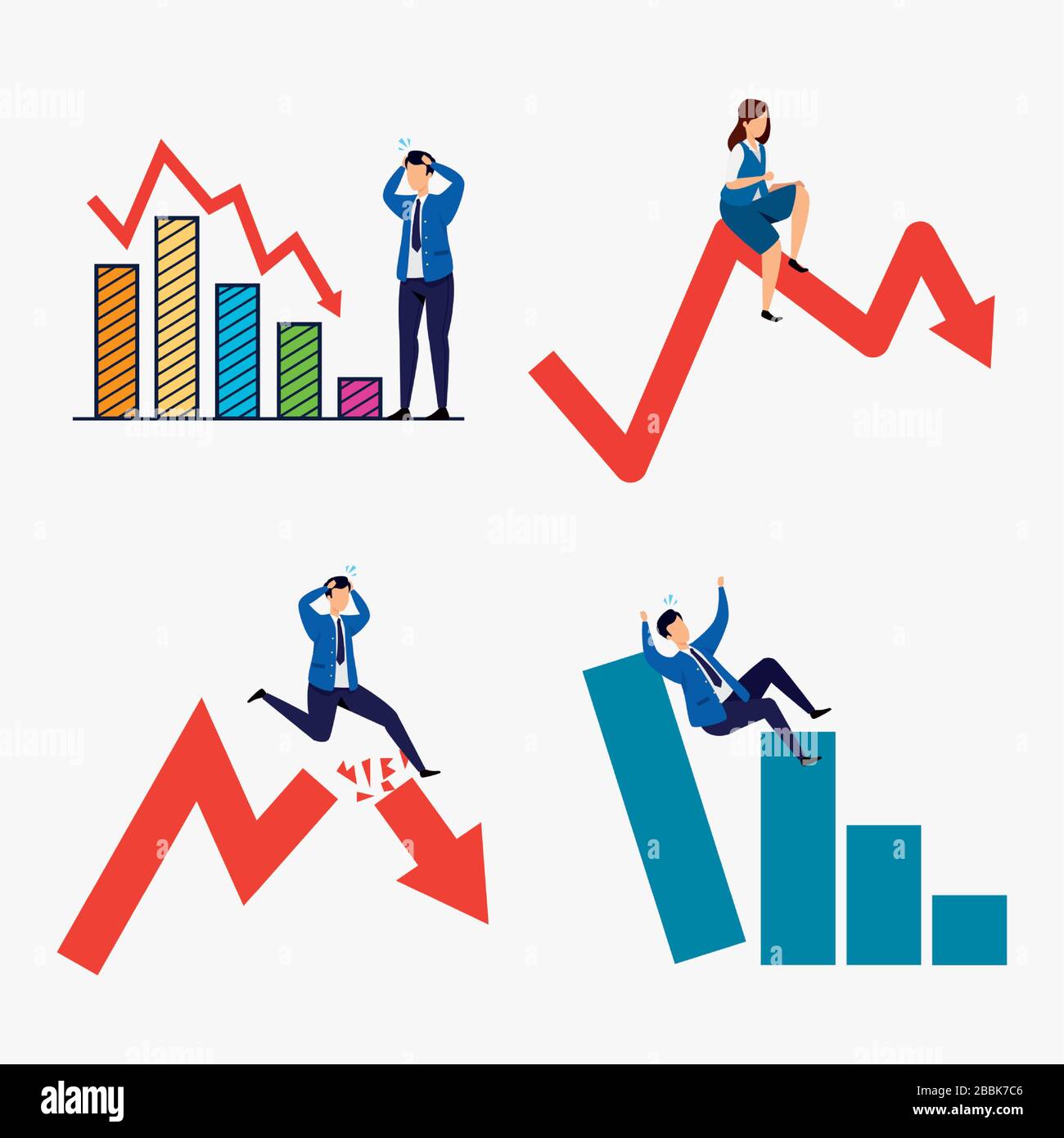 stock market crash set icons Stock Vector Image & Art - Alamy