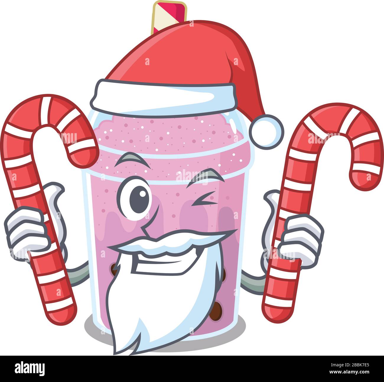 Friendly taro bubble tea in Santa Cartoon character holds Christmas ...