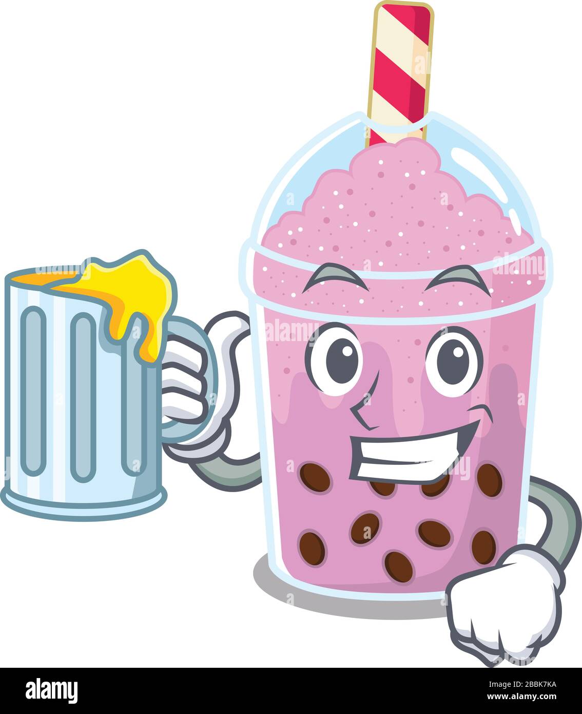 A cartoon concept of taro bubble tea rise up a glass of beer Stock ...