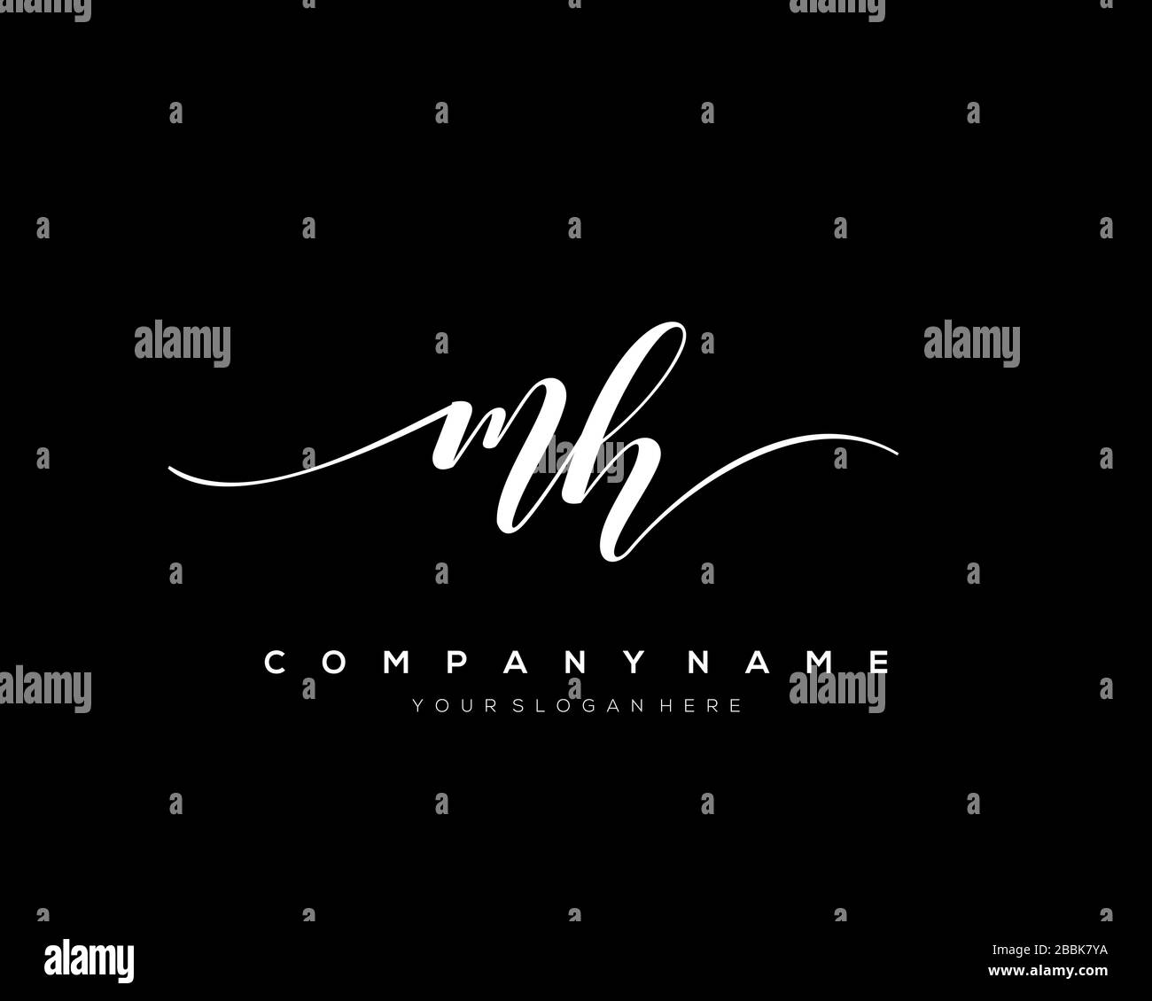 MH Initial Letter handwriting logo hand drawn template vector, logo for ...