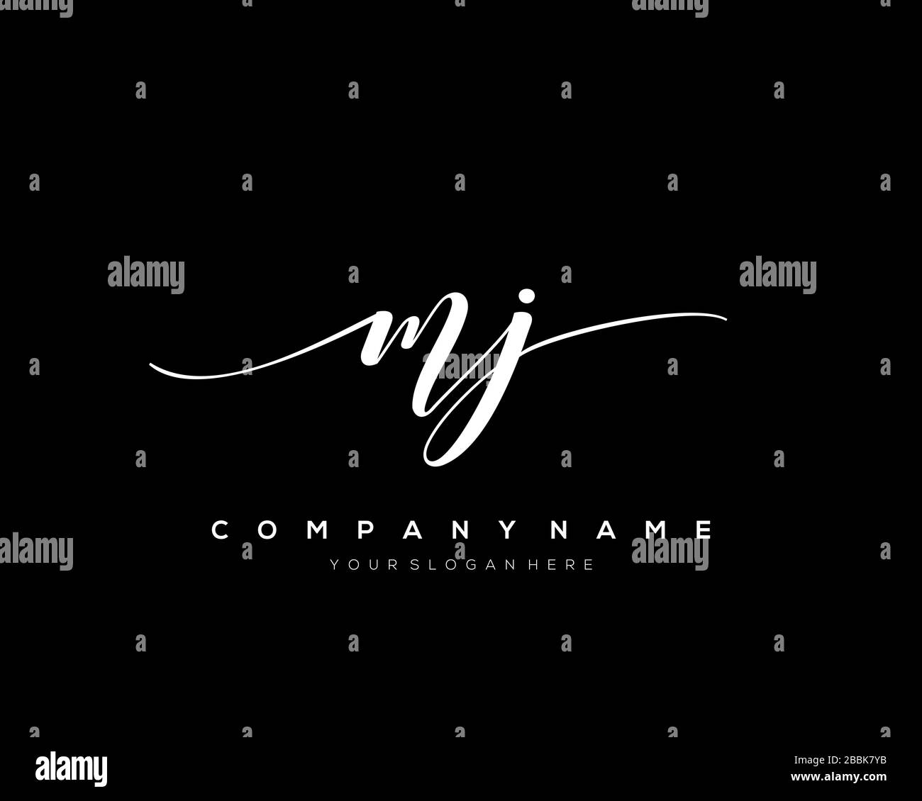 MJ Initial Letter handwriting logo hand drawn template vector, logo for ...