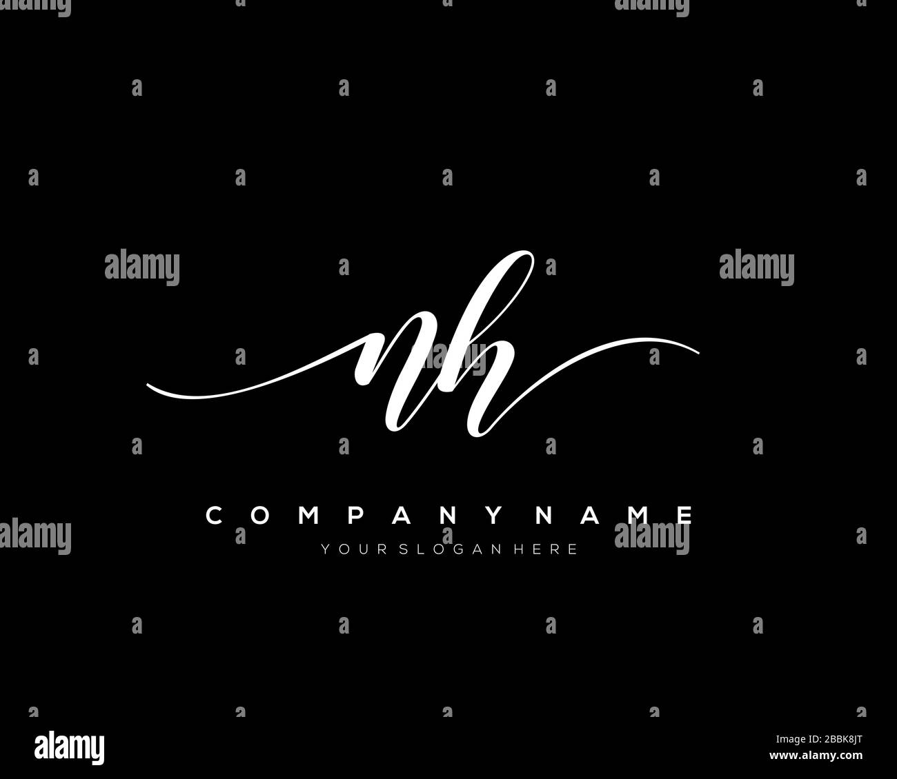 NH Initial Letter handwriting logo hand drawn template vector, logo for ...