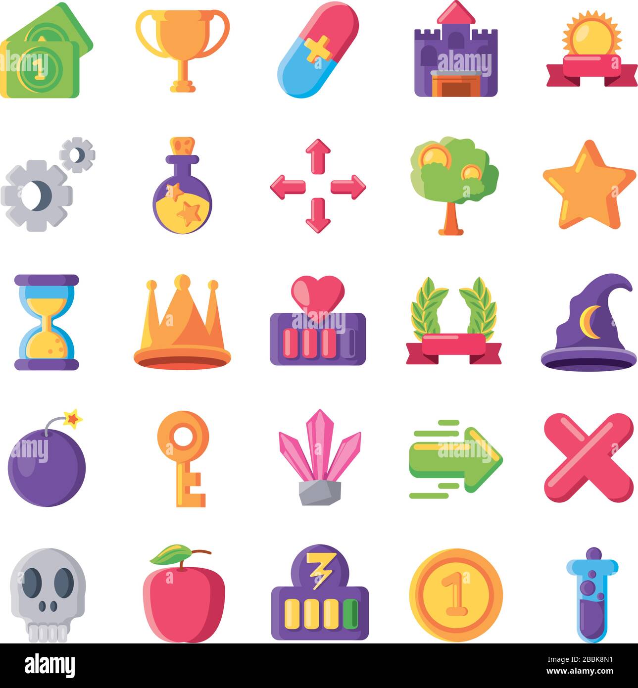 set of icons video game on white background vector illustration design ...