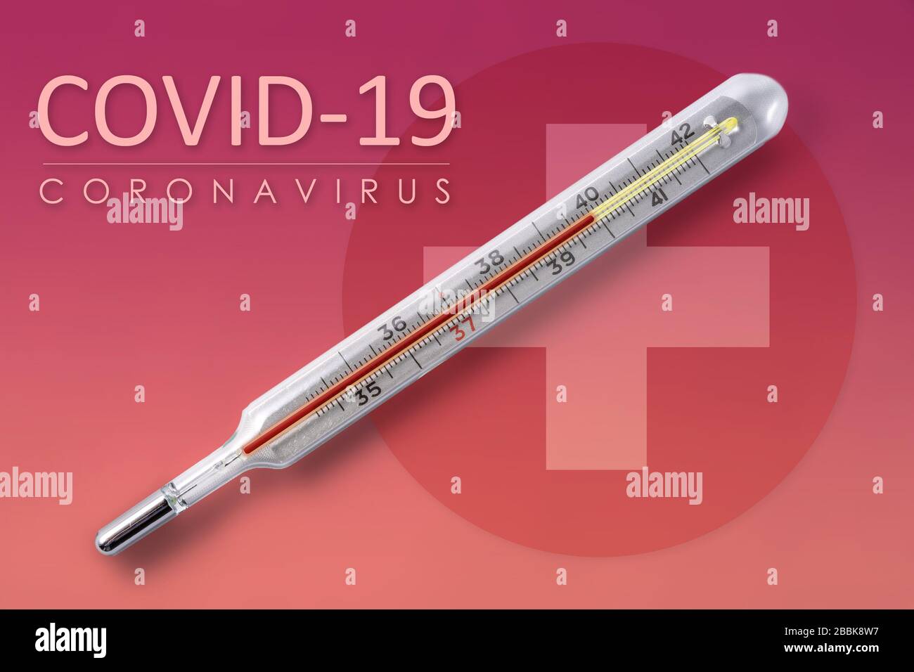 High temperature measured on an analog thermometer, a common symptom of ...