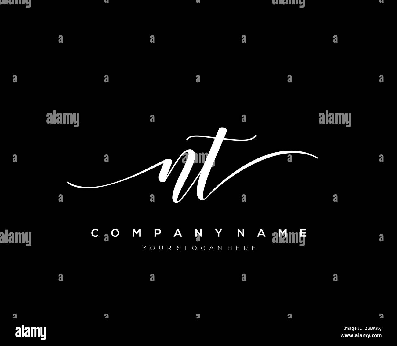 NT Initial Letter handwriting logo hand drawn template vector, logo for ...