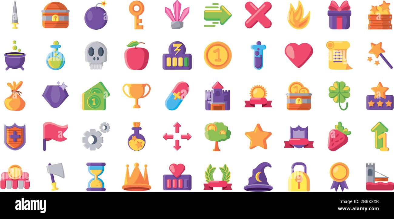 set of icons video game on white background vector illustration design ...