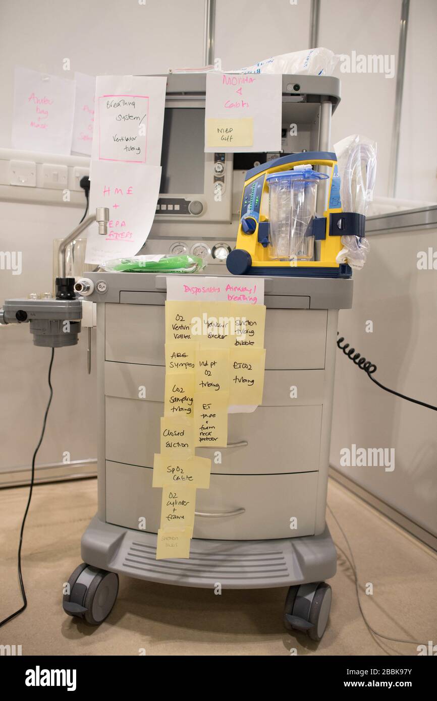Medical equipment is labelled and prepared for use by NHS staff at the ...