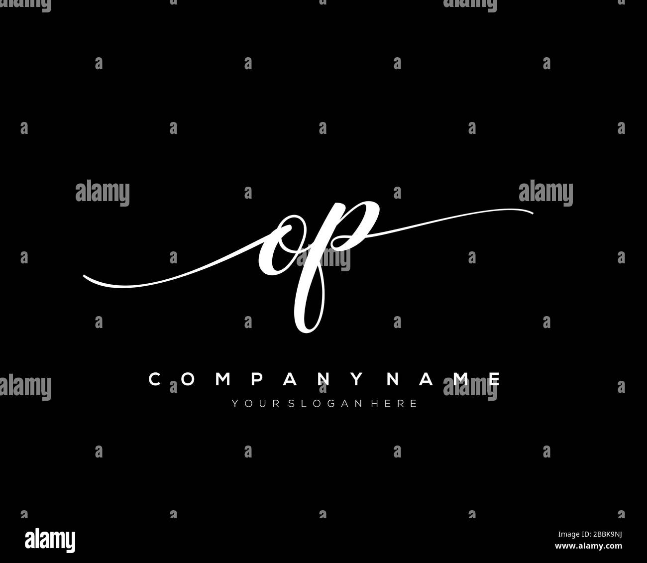 OP Initial Letter handwriting logo hand drawn template vector, logo for ...