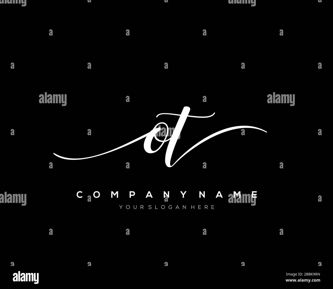 OT Initial Letter handwriting logo hand drawn template vector, logo for ...
