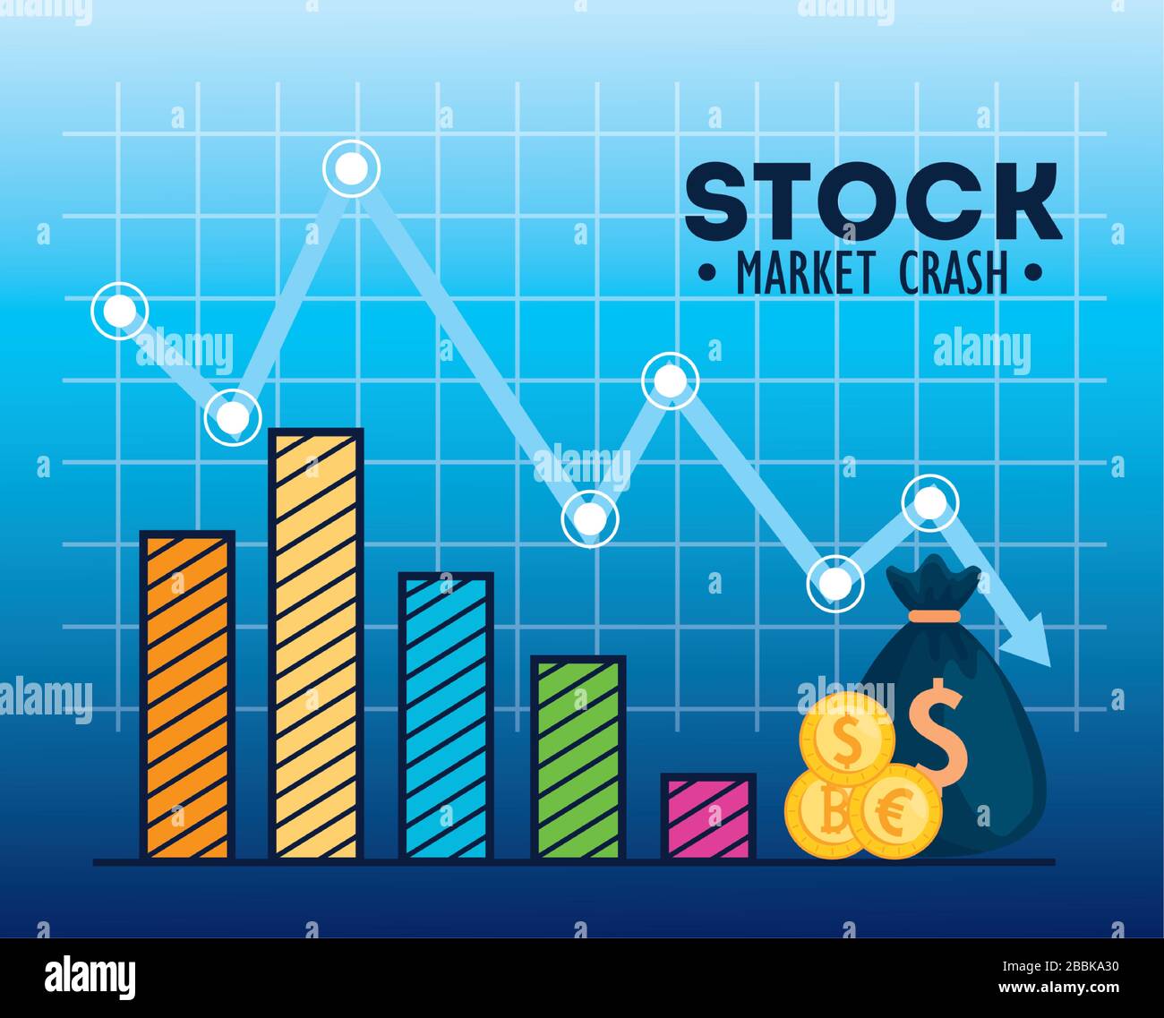 stock market crash with infographic and icons Stock Vector Image & Art ...