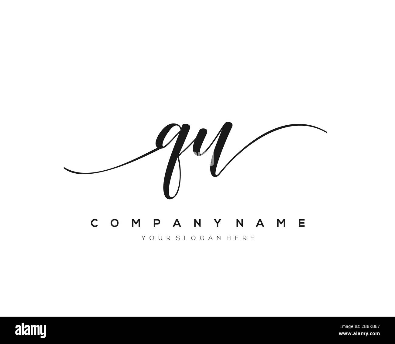 QU Initial Letter handwriting logo hand drawn template vector, logo for ...