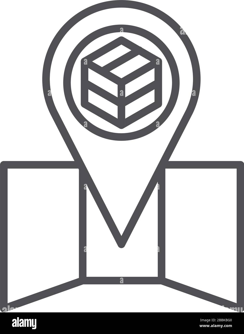 folded map location pin box cargo shipping related delivery vector ...