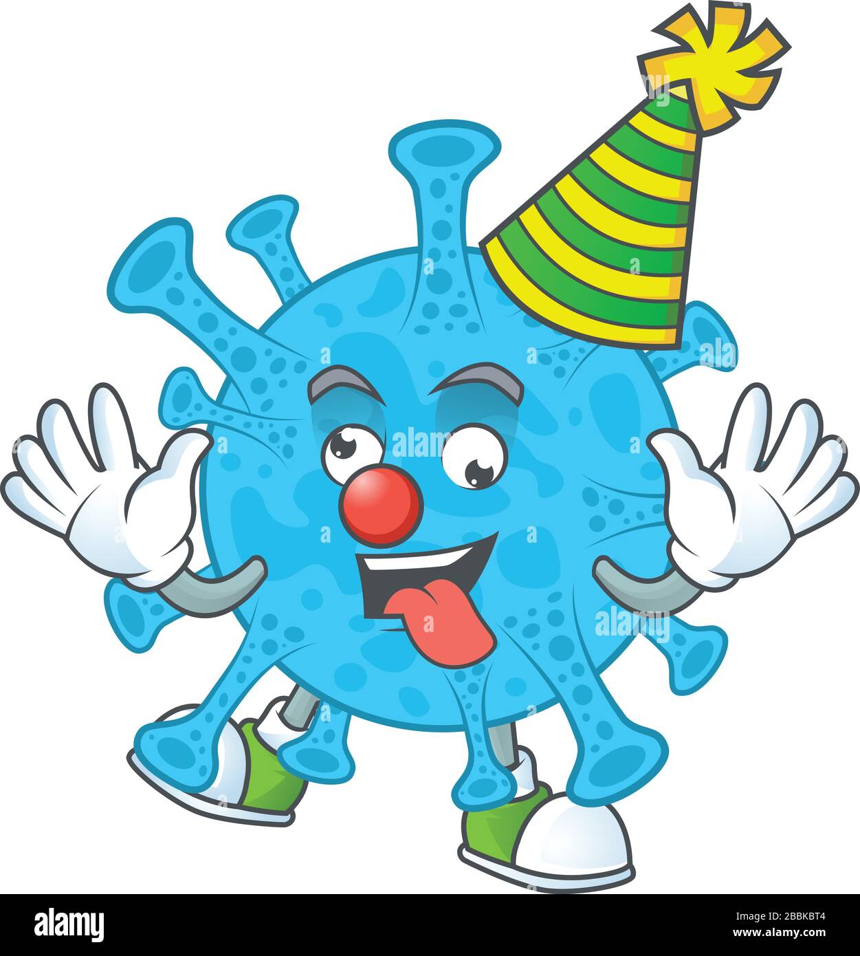 Amusing Clown coronavirus backteria cartoon character mascot style ...