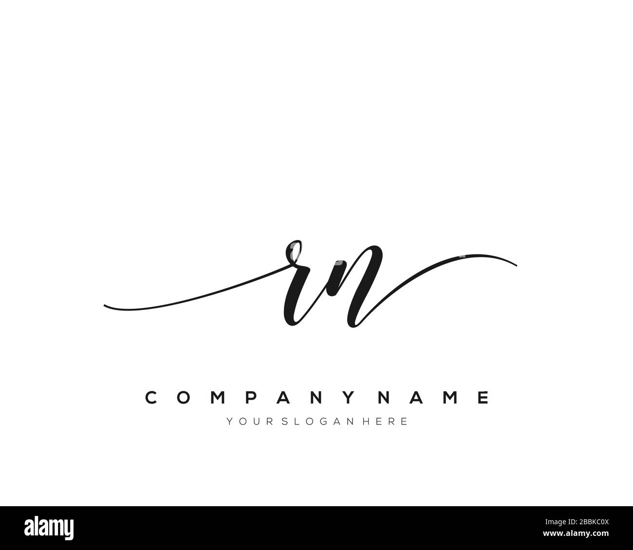 RN Initial Letter handwriting logo hand drawn template vector, logo for ...