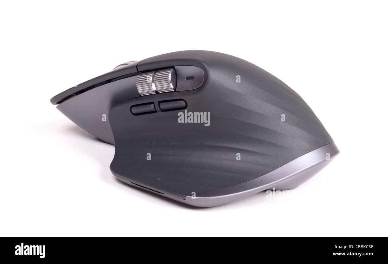 Close up wireless computer mouse, modern design, isolated on white ...