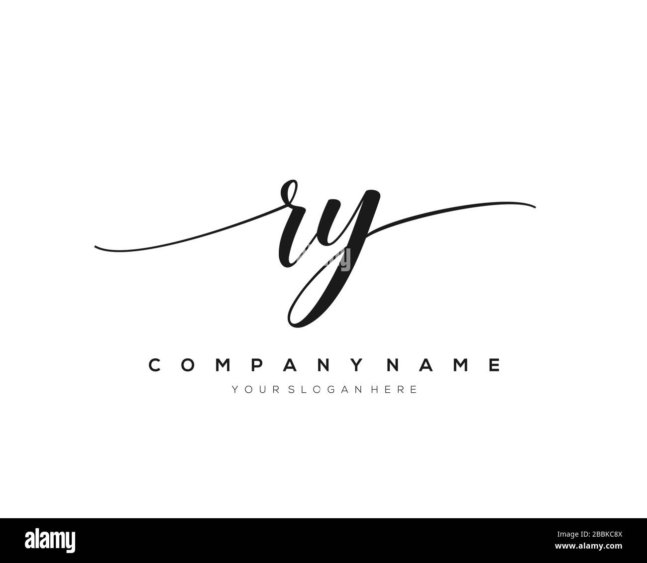 RY Initial Letter handwriting logo hand drawn template vector, logo for ...